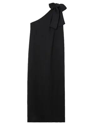 Lisa Marie Fernandez Net Sustain One-shoulder Linen-blend Gauze Maxi Dress - Black