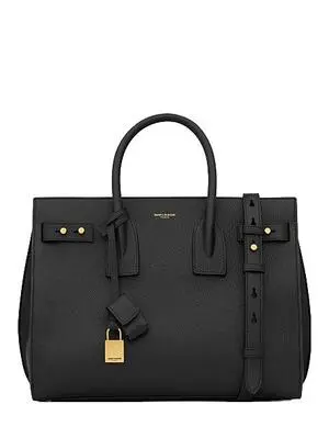 Saint Laurent Sac De Jour Medium In Supple Grained Leather Black Grain Leather/gold