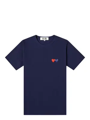 Play Comme Des Garcon Double Heart T-shirt - Blue