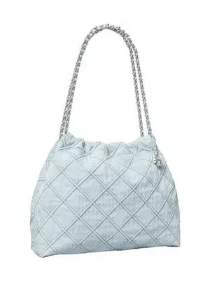 Tory Burch Tory Burch Fleming Soft Denim Hobo Bag Seltzer