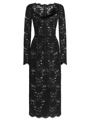 Dolce & Gabbana Floral Lace Midi Dress - Black