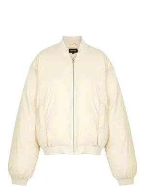 MEOTINE Sol Faux Leather Bomber Jacket - Cream