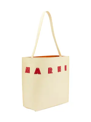 Marni Museo Small Leather Tote White