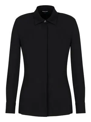 Giorgio Armani Classic Shirt In Organic Silk - Black