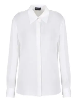 Giorgio Armani Classic Shirt In Organic Silk - White