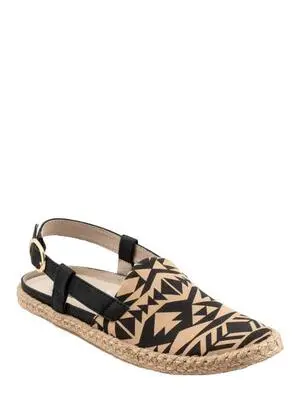 Trotters Trotters Paisley Slingback Espadrille Flat Black/ Tan Textile