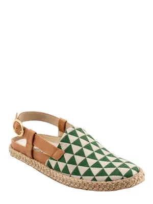 Trotters Trotters Paisley Slingback Espadrille Flat Green Natural Textile