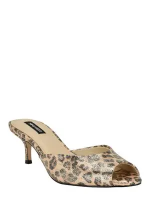 Nine West Luvlie Kitten Heel Slide Sandal - Gold