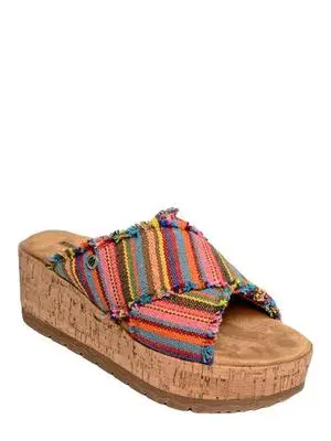 Minnetonka Minnetonka Posey Platform Wedge Slide Sandal Pink Sunset