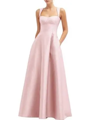 ALFRED SUNG Alfred Sung Bustier Tie Back Gown