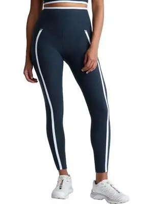 Beyond Yoga Out Of Pocket Side Stripe High Waist Pocket Leggings - Nocturnal Navy/cloud