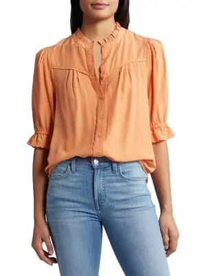 Wit & Wisdom Wit & Wisdom Eyelet Accent Blouse Autumn Sunset