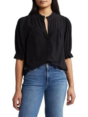 Wit & Wisdom Wit & Wisdom Eyelet Accent Blouse Black