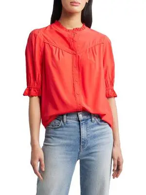 Wit & Wisdom Wit & Wisdom Eyelet Accent Blouse Poppy Red