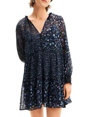 DESIGUAL Short Floral Chiffon Dress