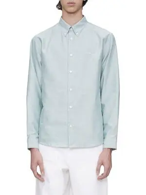 A.p.c. Chemise Greg Stripe Organic Cotton Button-down Shirt - Kac Almond Green