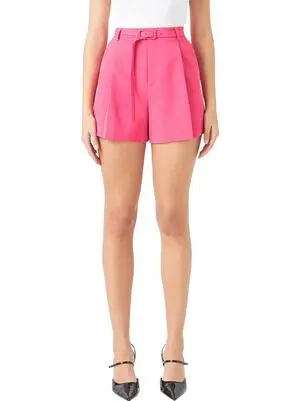 Endless Rose Belted High-waisted Shorts - Fuchsia