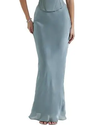 House Of Cb Amadi Shimmer Chiffon Maxi Skirt - Cool Blue