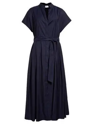 Eleventy Eleventy Belted Virgin Wool-Blend Shirtdress Blue