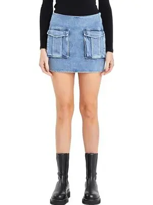 GREY LAB Cargo Pocket Denim Miniskirt - Blue