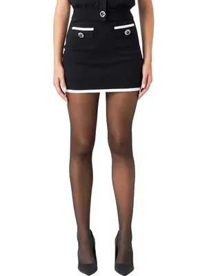 Endless Rose Jewel Button Knit Miniskirt - Black/white