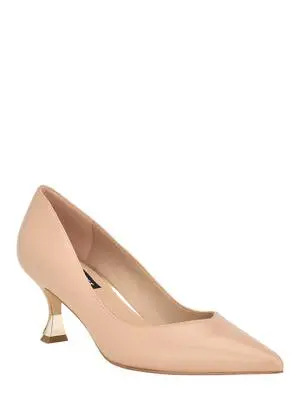 Nine West Nine West Ariella Pointed-Toe Kitten Heel Pump Light Natural