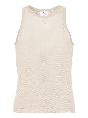 COURREGES Logo-patch Mesh Top - Neutrals