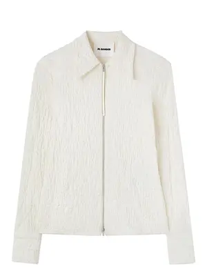 JIL SANDER Zip-front Cloqué Top - White