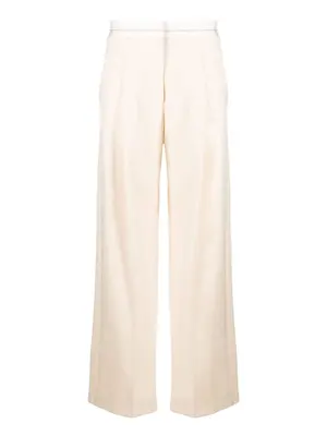 Patrizia Pepe Pleat-detail Twill Palazzo Pants - Neutrals