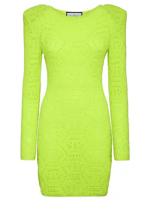 Philipp Plein Monogram-intarsia Mini Dress - Green