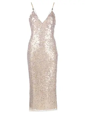 Patrizia Pepe Sequin-embellished Tulle Midi Dress - Neutrals