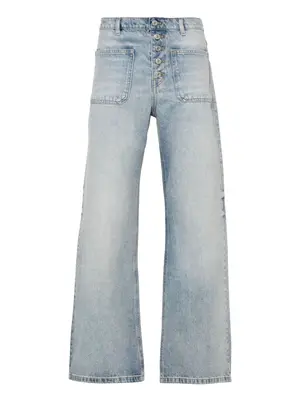 COURREGES Embroidered Straight-leg Jeans - Blue