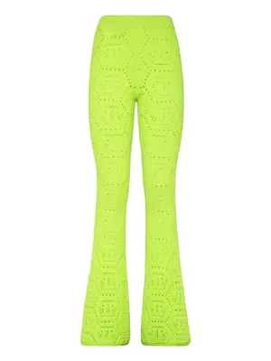 Philipp Plein Patterned Knit Flared Trousers - Yellow