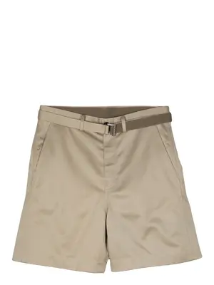 Sacai Wide-leg Cotton Chino Shorts - Neutrals