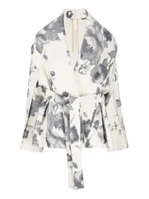 FORME D'EXPRESSION Forme D'expression Floral-Print Belted Coat