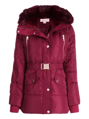 Michael Kors Belted Puffer Coat - Red