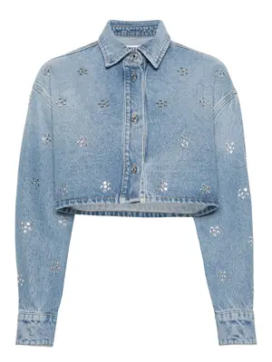 MSGM Rhinestone-embellished Denim Shirt - Blue