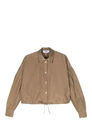 MSGM Bishop-sleeve Taffeta Shirt - Neutrals