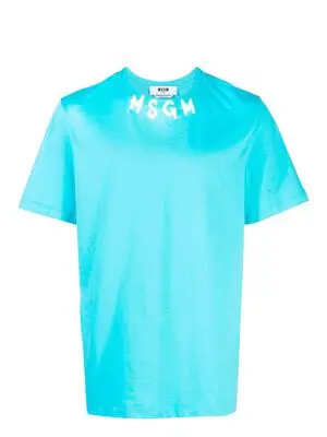 MSGM Logo-print Cotton T-shirt - Blue