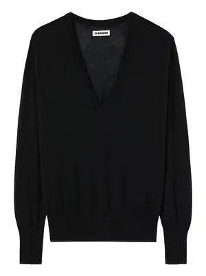 JIL SANDER V-neck Cashmere Top - Black