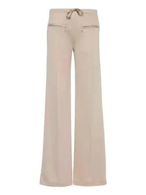 COURREGES Logo-patch Ribbed Trousers - Neutrals