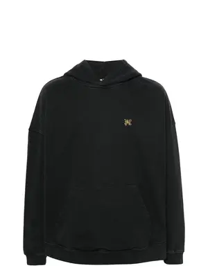 Palm Angels Burning Logo-print Cotton Hoodie - Black