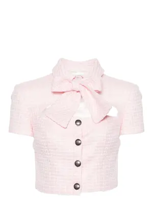 Alessandra Rich Cropped Tweed Jacket - Pink