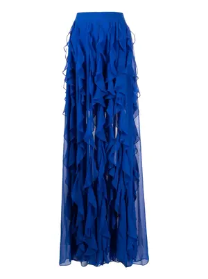 PatBO Ruffled Maxi Skirt - Blue