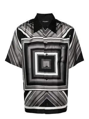 Dolce & Gabbana Geometric-print Silk Shirt - Grey