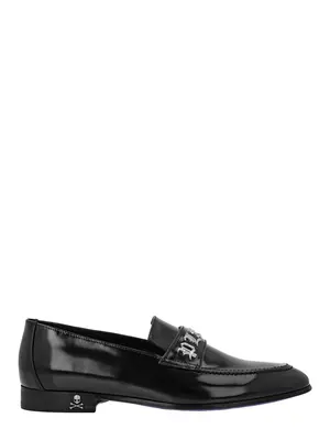 Philipp Plein Gothic Logo-plaque Leather Loafers - Black