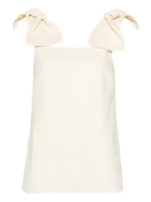 Chloé Bow-detail Linen Tank Top - Neutrals