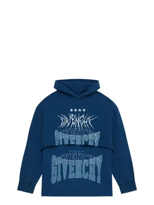 Givenchy Logo-print Layered Hoodie - Blue