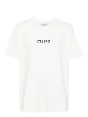 Iceberg Logo-print Stretch-cotton T-shirt - Neutrals