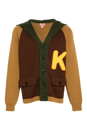 Kenzo Colour-block Cotton Cardigan - Brown